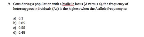 Solved Considering A Population With A Biallelic Locus A