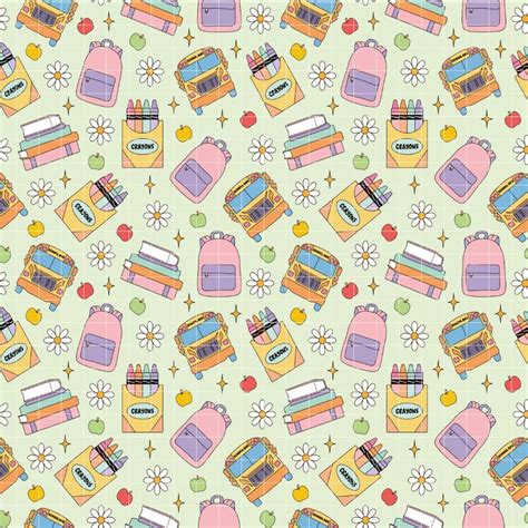 Back To School Pattern School Bus And Books Repeat Pattern For Fabric S