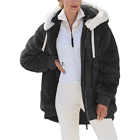 Fuzzy Jackets For Women Deals Kbodiu Womens Fluffy Sherpa Coat