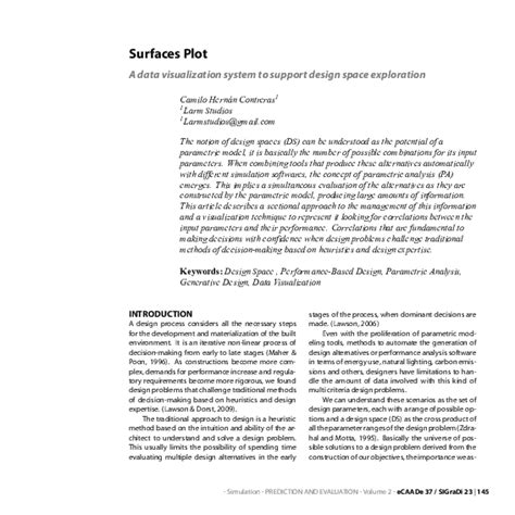 Pdf Surfaces Plot A Data Visualization System To Support Design Space