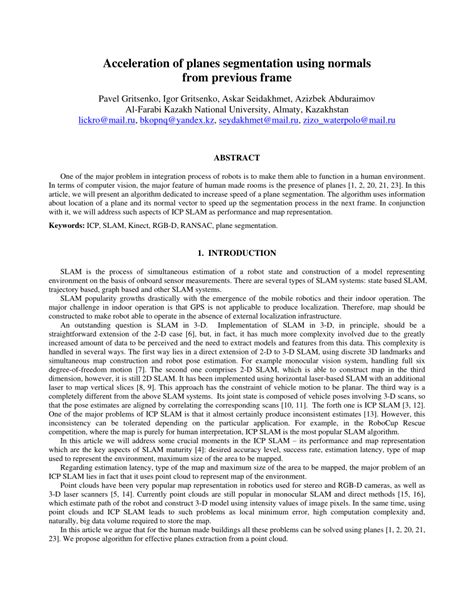 Pdf Acceleration Of Planes Segmentation Using Normals From Previous Frame