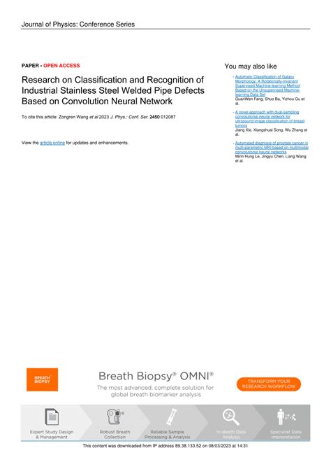 Pdf Research On Classification And Recognition Of Industrial Stainless Steel Welded Pipe