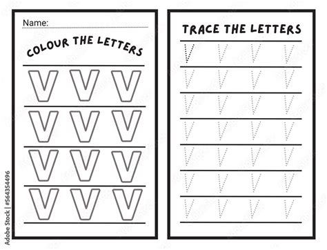 Alphabet Letters Tracing Worksheet With Alphabet Letter V Basic Writing Practice For