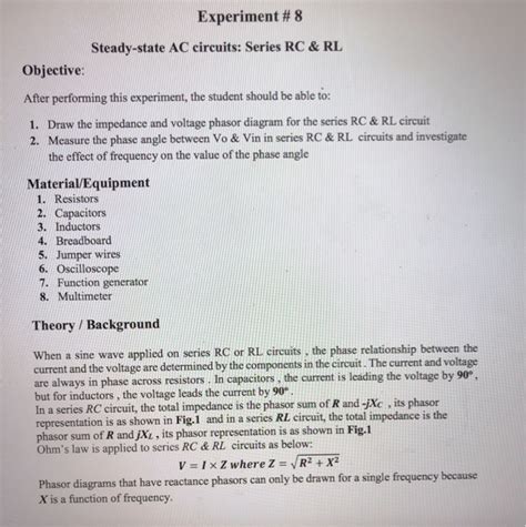 Solved Experiment 8 Steady State Ac Circuits Series Rc