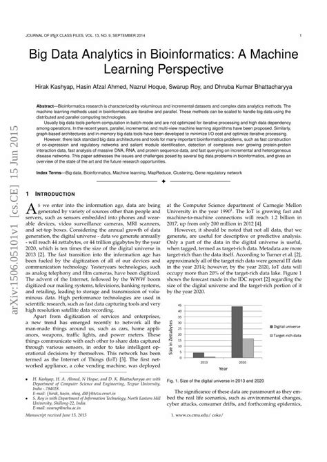 Pdf Big Data Analytics In Bioinformatics A Machine Learning