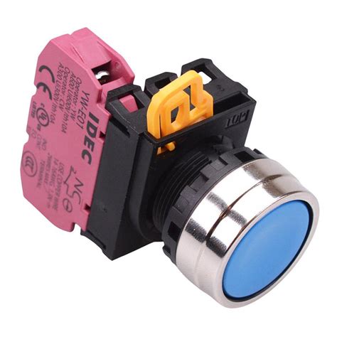 Yw4b M1e01s Blue 22mm Metal Bezel Momentary Push Button Switch Nc Ip65