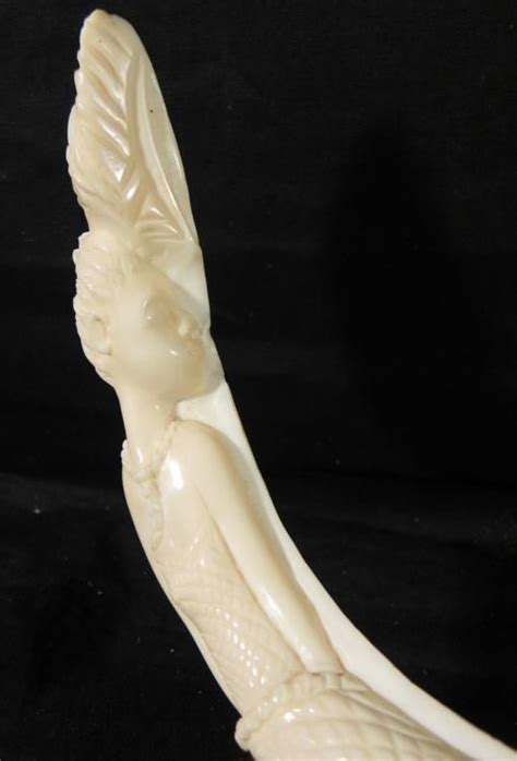 Ivory Polynesian Boars Tusk Carved Into Woman