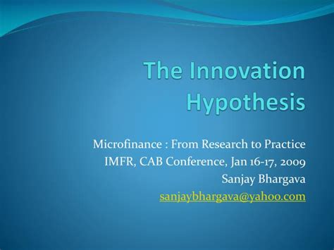 Ppt The Innovation Hypothesis Powerpoint Presentation Free Download Id3431067