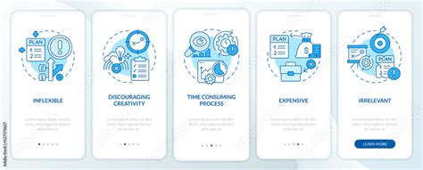 Disadvantages Of Planning Blue Onboarding Mobile App Screen Walkthrough 5 Steps Editable