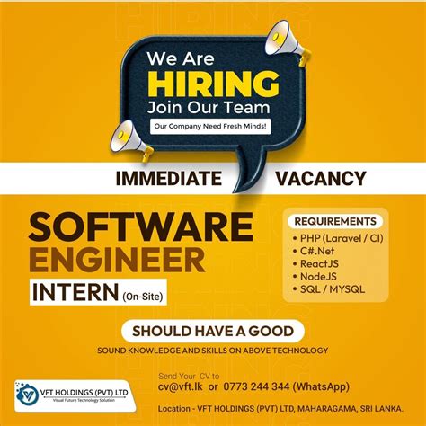 Internship Software Engineer Jobseekerlk