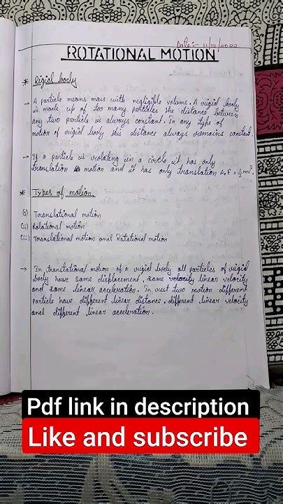 Class 11 Physics Rotational Motion Notes Part 01 Iit