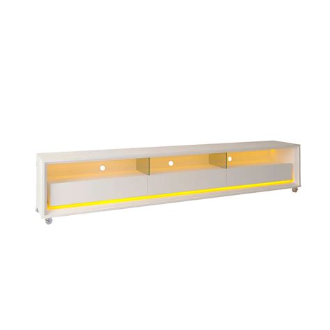 Rack Para Tv 22 Com Led Requinte Branco Diamante Gelius Móveis