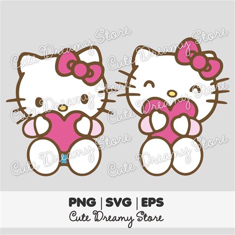 Hello Kitty Holding Heart Clipart Svg Png Eps Vector Cute Dreamy