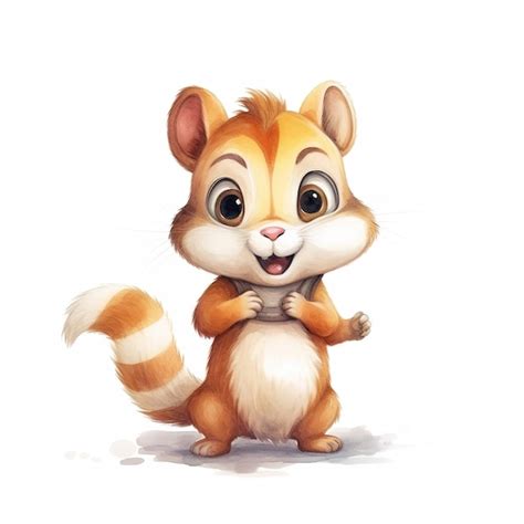 Premium Ai Image A Cute Watercolor Squirrell In Autumn