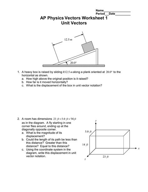 Ap Physics Vectors Worksheet 1 Unit Vectors