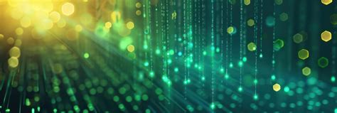 Green Binary Code Data Stream On Digital Technology Background