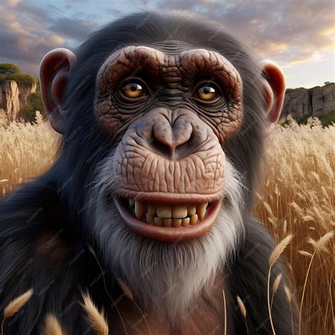 Premium Ai Image A Wise Old Chimp With A Mischievous Grin