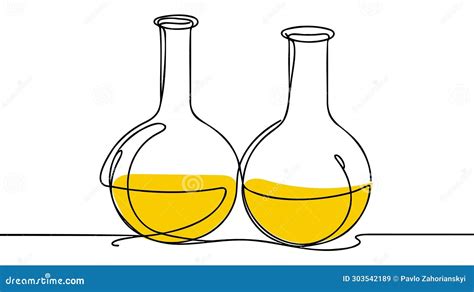 two neck round bottom flask one line continuous drawing laboratory