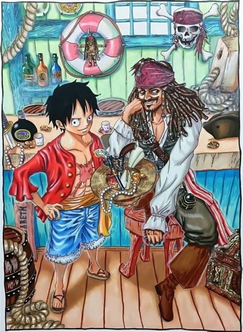 Monky D Luffy And Captain Jack Sparrow One Piece And Pirates Of The