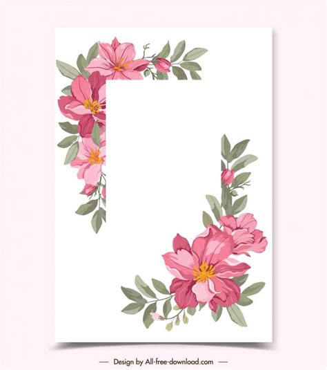 Card Design Element Flora Frame Corner Vectors Images Graphic Art