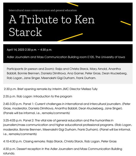 A Tribute To Ken Starck School Of Journalism And Mass Communication College Of Liberal Arts