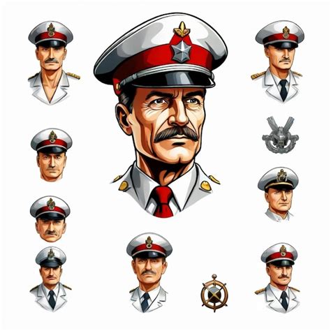 Captain Vector Set White Background Isolated A High Qual Premium Ai