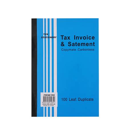 100 Leaf Tax Invoice Statement Book Copymate Carbonless Business A5