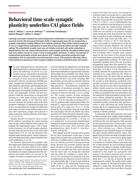 Pdf Behavioral Time Scale Synaptic Plasticity Underlies Ca1 Place Fields