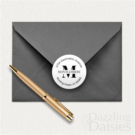 Round Monogram Envelope Seals Personalized Address Labels Return