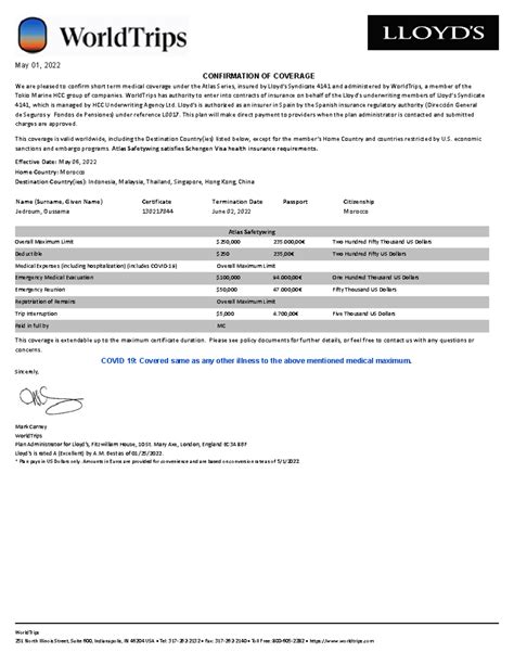 Inssurance Test May 01 2022 We Are Pleased To Confirm Short Term Medical Coverage Under The