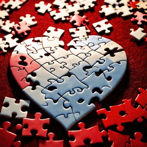Broken Missing Pieces Of Love Romance Puzzle Shown With Jigsaw Stock