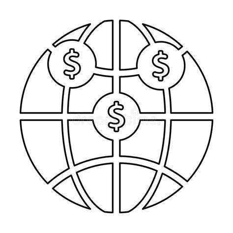 Global Money Icon In Outline Style Stock Vector Illustration Of