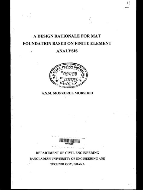 A Design Rationale For Mat Foundation Based On Finite Element Analysis Pdf Pdf Bending