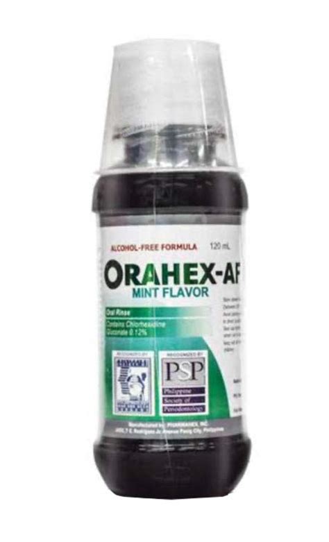 Orahex Af Chlorhexidine Gluconate Oral Rinse 120ml Mint Flavor