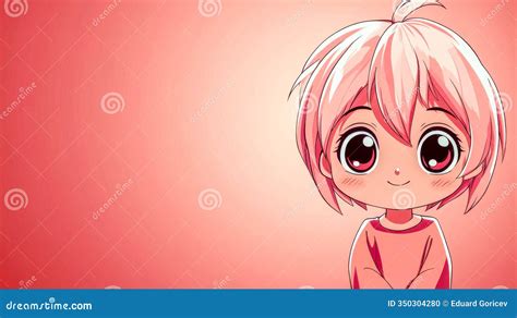 Cute Chibi Anime Girl Smiling On A Pink Background Royalty Free Stock Image