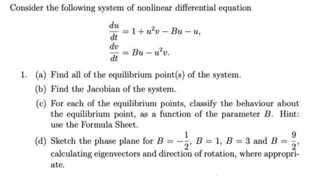 Solved Consider The Following System Of Nonlinear