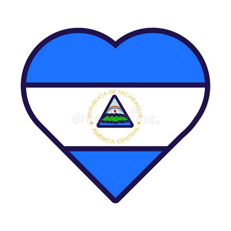 Nicaragua Flag Festive Patriot Heart Outline Icon Stock Vector
