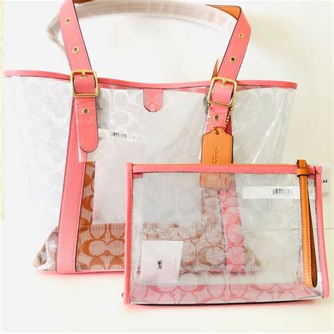 Coach Bags Coach Pool Beach Tote Clutch Clear Vinyl Purse Set