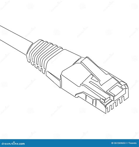 Continuous Line Drawing Ethernet Internet Cable Patch Cord Icon Vector Illustration Concept
