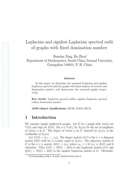 Laplacian And Signless Laplacian Spectral Radii Of Graphs With Fixed Dom No Pdf
