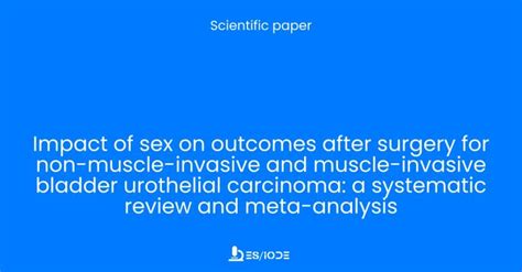 Esiode On Linkedin Scientific Research Impact Of Sex On Outcomes