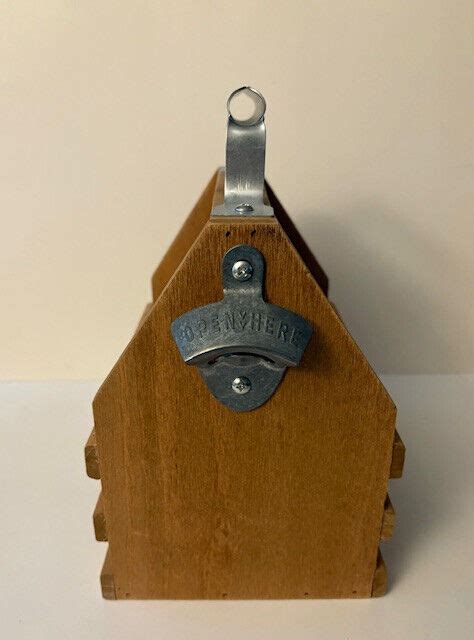 Wooden Bottle Caddy New 6 Bottle Beer Crate With Handle And Opener Ebay