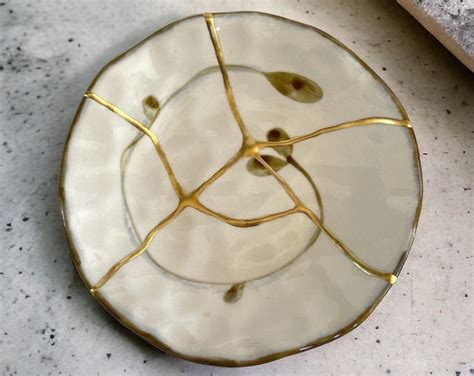 Kintsugi Plate With Plate Stand Etsy
