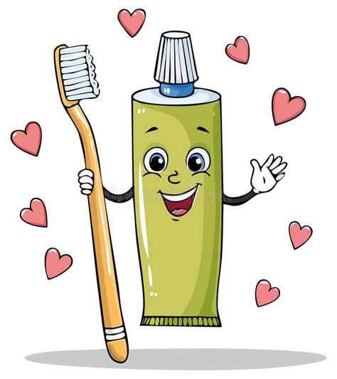 Cartoon Toothbrush And Toothpaste Illustration Generative Ai Stock