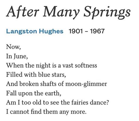After Many Springs A Poem By Langston Hughes