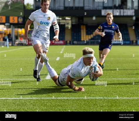 Richard Capstick Of Exeter Chiefs Scores A Try During The Gallagher Premiership Match Worcester