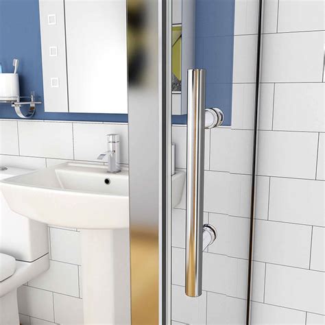 Sliding Shower Rectangle Enclosure White Stone Tray Chrome Frame — Aica