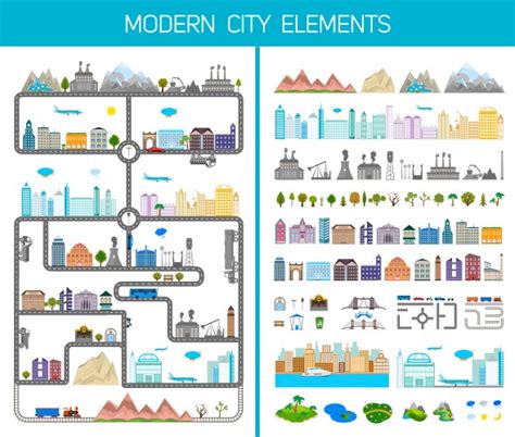 Modern City Map Elements For Generating Your Own Vector Image