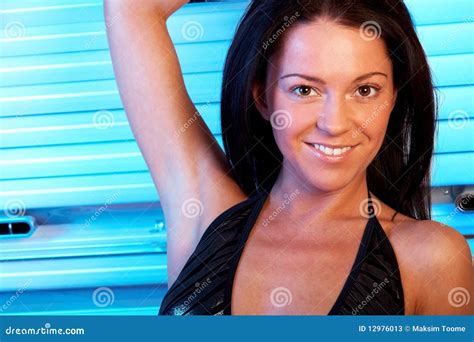 Young Woman In Solarium Stock Image Image Of Healthcare 12976013