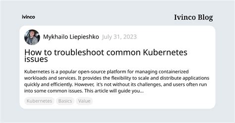 How To Troubleshoot Common Kubernetes Issues Ivinco Blog